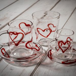 Hand Blown Coffee Cup Heart AllORA